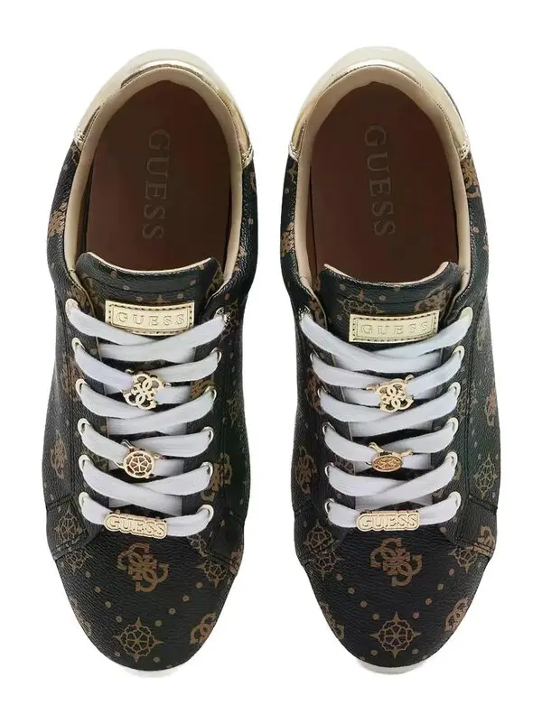Guess Lace-up Round-toe Sneakers With Charms - Black