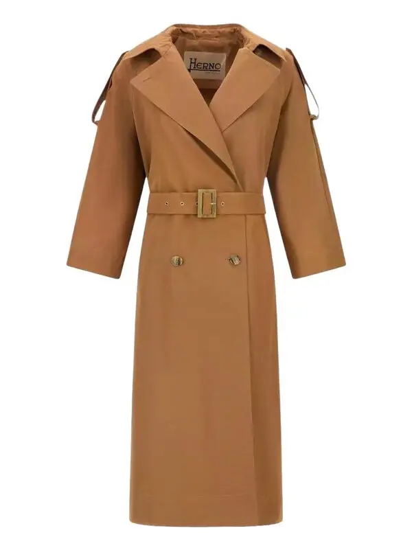 Herno Double-breasted Belted Trench Coat - Brown