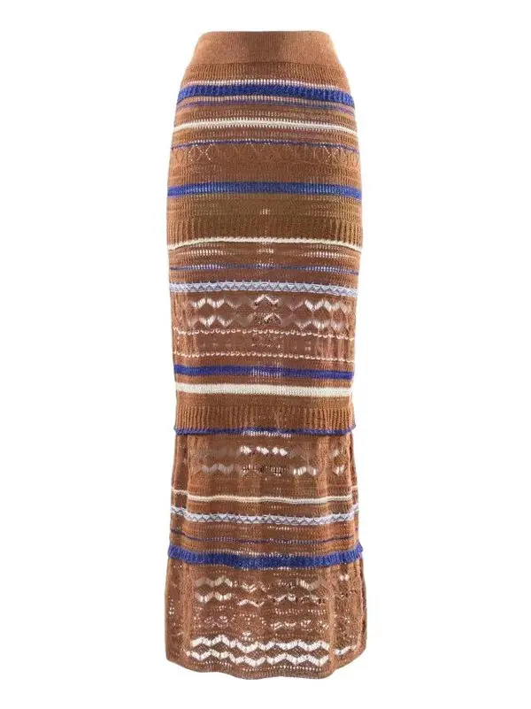 NENETTE Wendy Crochet-knit Tiered Maxi Skirt - Brown