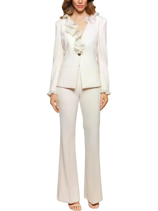 DIVEDIVINE Maira Ruffle-trim Tailored Jacket - Neutrals