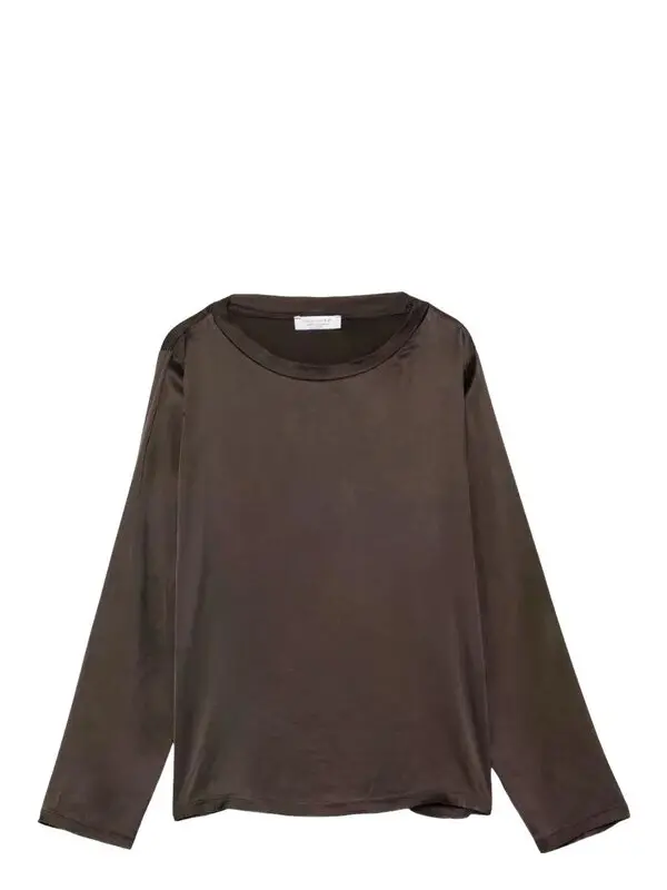 DANIELE FIESOLI Satin-finish Long-sleeve T-shirt - Brown