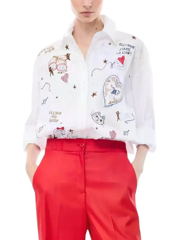 NENETTE Embroidered Oversized Shirt - White