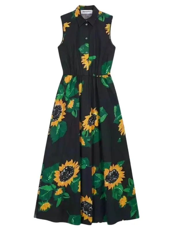 Moschino Sunflower-print Maxi Dress - Black