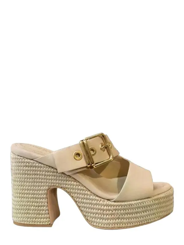 LORENZO MARI Peonia 5 Buckle-detail Platform Sandals - Neutrals