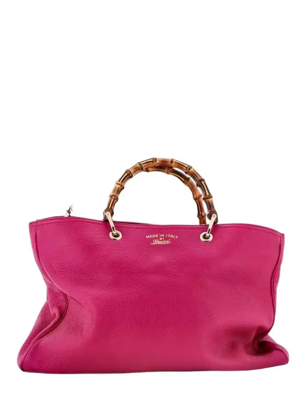 Gucci Bamboo Shopper Leather Large Tote Bag - Pink