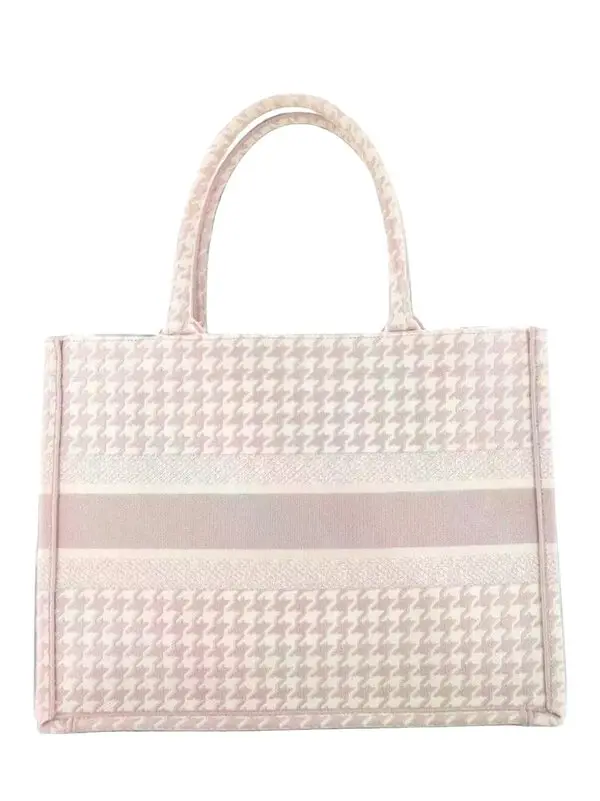 Dior Book Houndstooth Canvas Medium Tote Bag - Pink