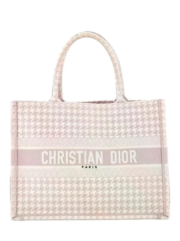 Dior Book Houndstooth Canvas Medium Tote Bag - Pink