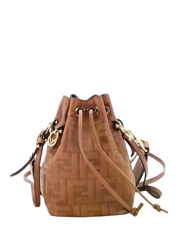 Fendi Mon Tresor Zucca Embossed Leather Mini Bucket Bag - Brown