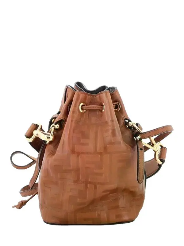 Fendi Mon Tresor Zucca Embossed Leather Mini Bucket Bag - Brown