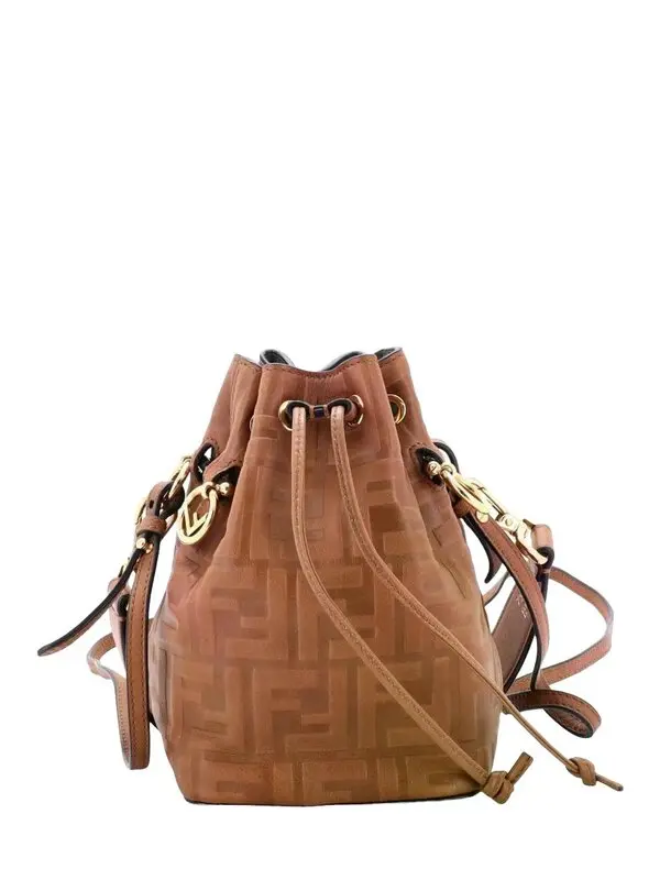 Fendi Mon Tresor Zucca Embossed Leather Mini Bucket Bag - Brown