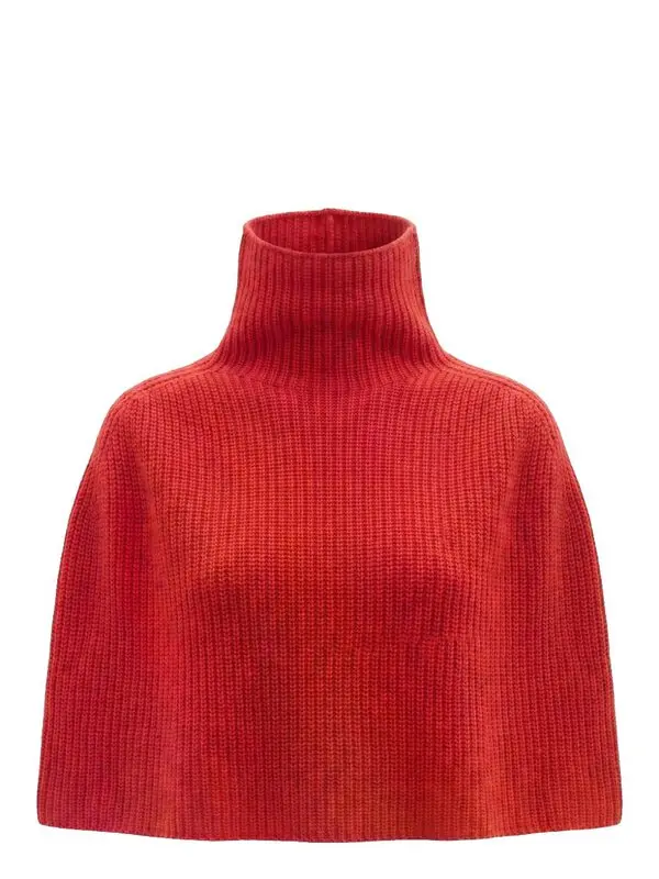 SA SU PHI Ribbed-knit Cashmere Poncho - Red