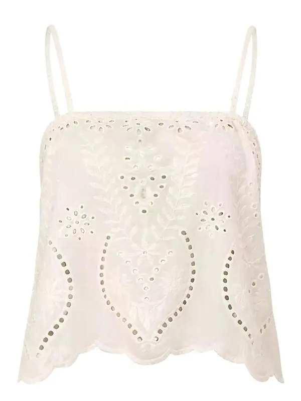 Natalie Martin Fern Broderie-anglaise Top - Neutrals
