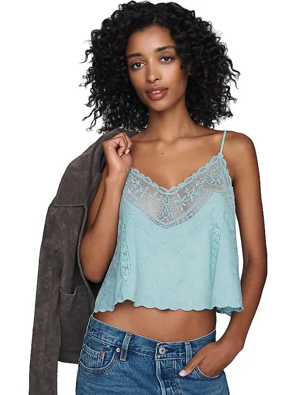 LYREBIRD Cotton Lace Swing Tank Top - Turquoise