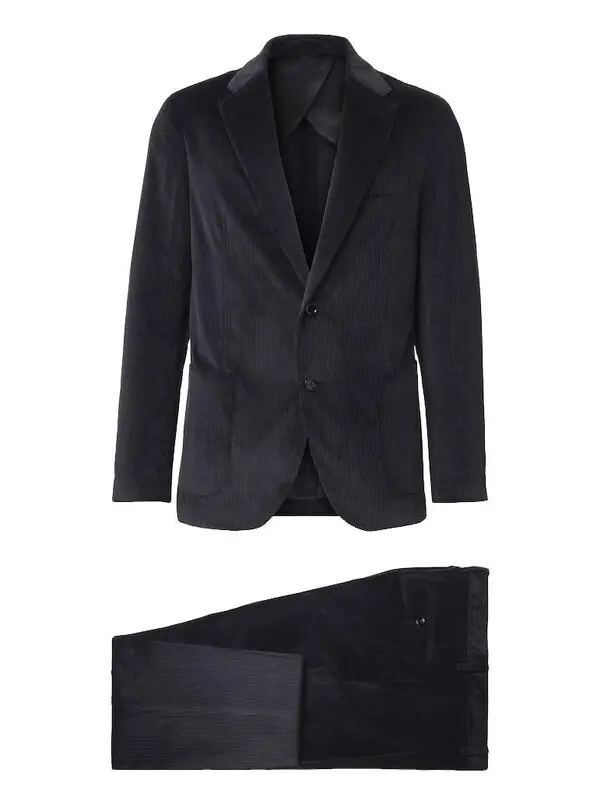 LARDINI Cotton And Cashmere Corduroy Suit - Blue