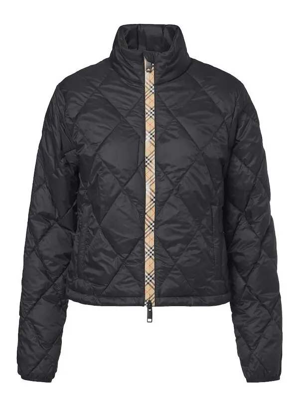 Burberry Check Quilted Puffer Jacket - Black