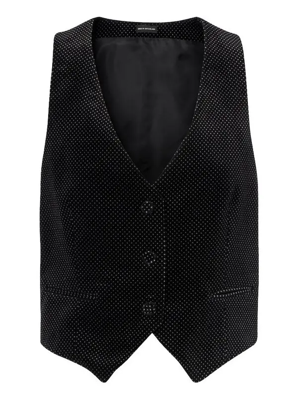 TOM FORD Polka-dot Cotton Velvet Vest - Black