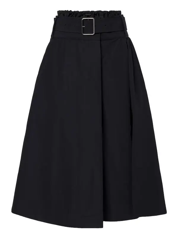 Loewe Belted Cotton-blend Midi Skirt - Black