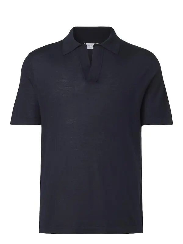 Gabriela Hearst Stendahal Cashmere And Silk Polo Shirt - Blue