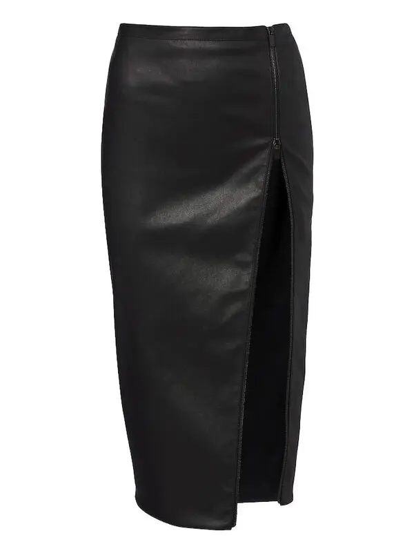 Gucci Leather Midi Skirt - Black