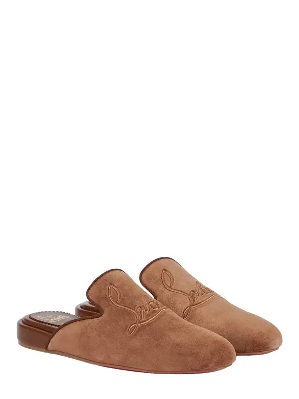 CHRISTIAN LOUBOUTIN Suede Coolito Donna Slippers - Brown