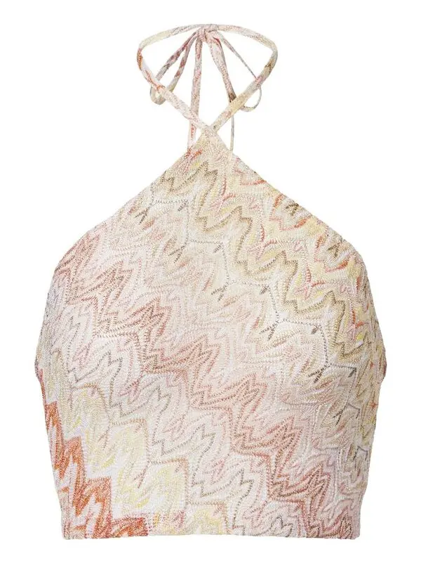 Missoni Zigzag Halterneck Lamé Crop Top - Multicoloured