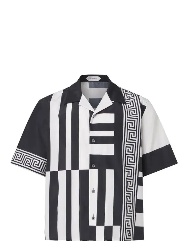 Versace Printed Cotton And Silk Bowling Shirt - Black