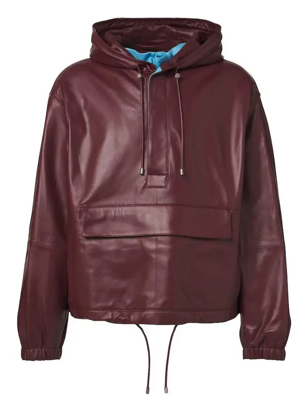 Loewe Hooded Leather Jacket - Burgundy