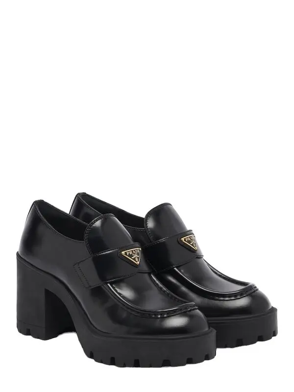 Prada Leather Platform Loafers - Black