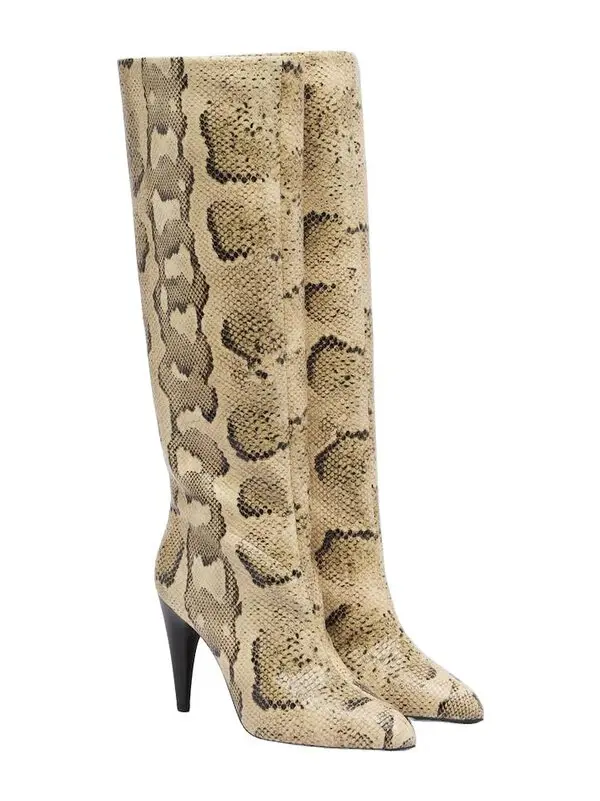 Isabel Marant Étoile Jany Snake-effect Leather Knee-high Boots - Beige