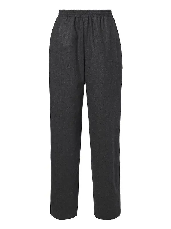 JIL SANDER Wool Flannel Wide-leg Pants - Grey