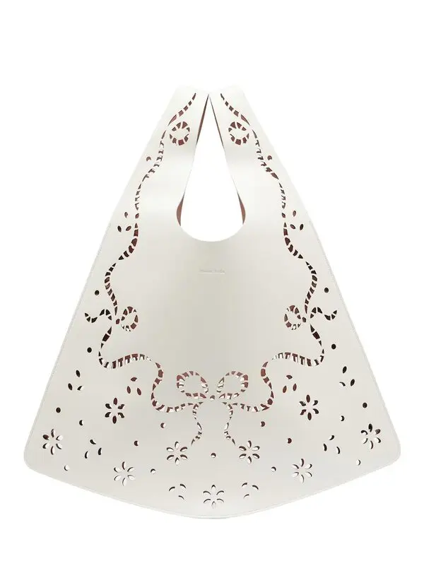 Simone Rocha Laser-cut Leather Shopper - White