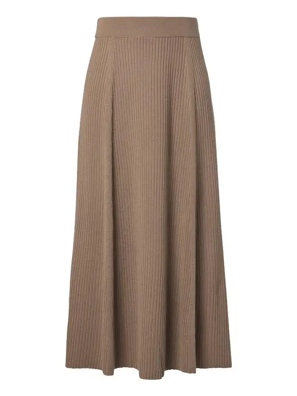 JOSEPH Ribbed-knit Wool-blend Midi Skirt - Beige