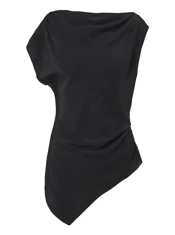 Veronica Beard Yvonne Draped Crêpe De Chine Top - Black