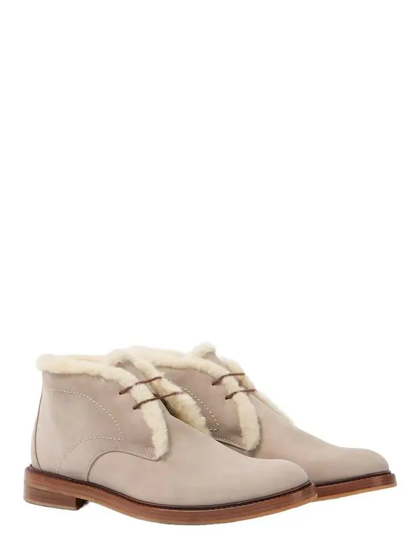 Manolo Blahnik Keswick Shearling-lined Leather Desert Boots - Beige