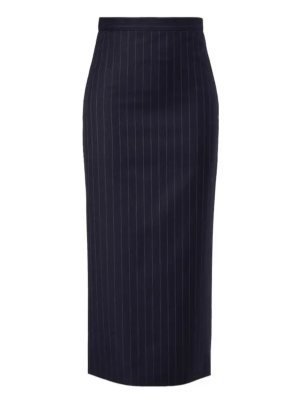 Givenchy Pinstripe Wool Pencil Skirt - Blue