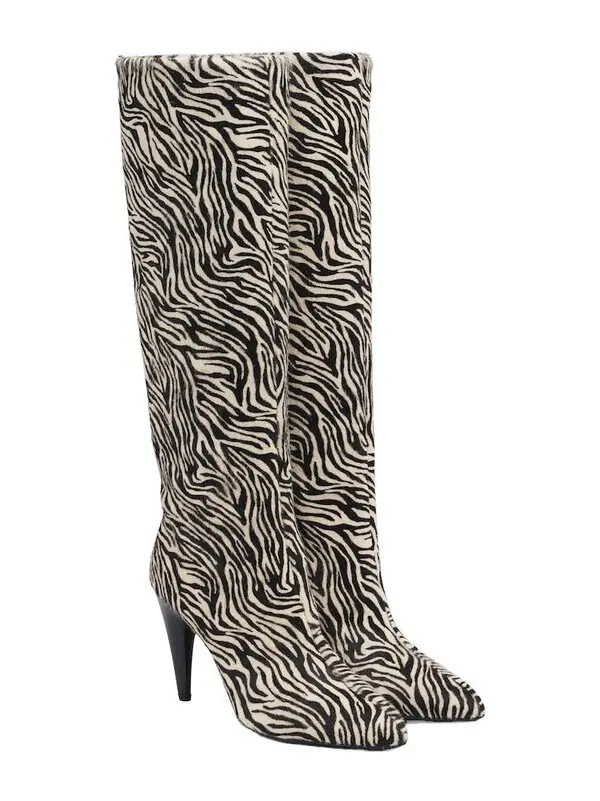Isabel Marant Étoile Jany Zebra-print Calf-hair Knee-high Boots - Black