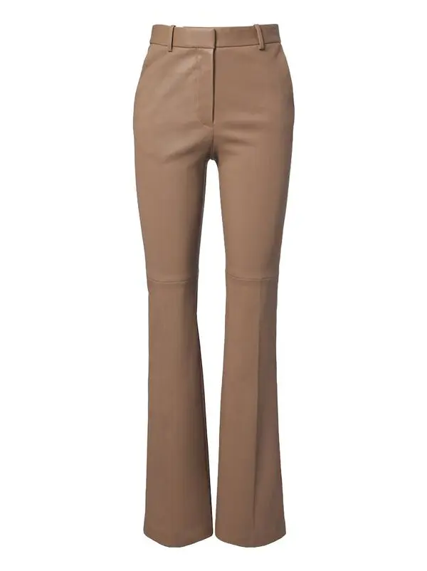 JOSEPH Tafira Leather Flared Trousers - Beige