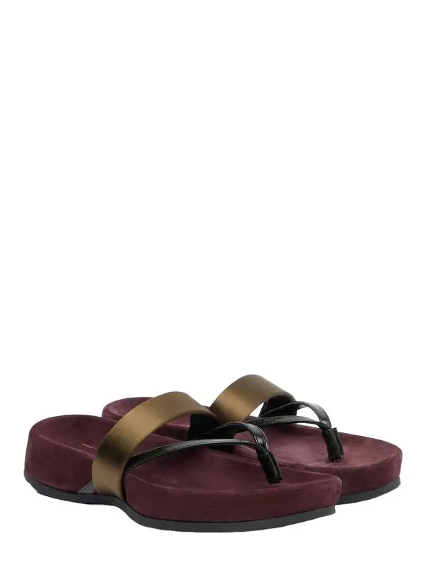 Dries Van Noten Satin And Leather Thong Sandals - Multicoloured