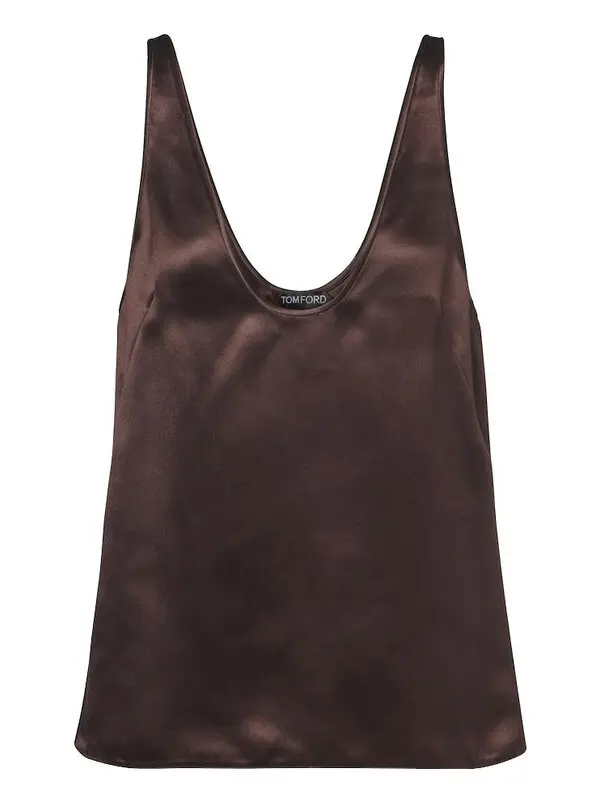 TOM FORD Silk Satin Top - Brown