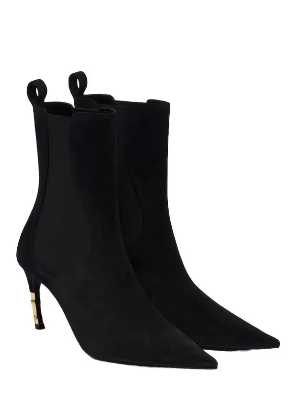 Gucci Embellished Suede Ankle Boots - Black