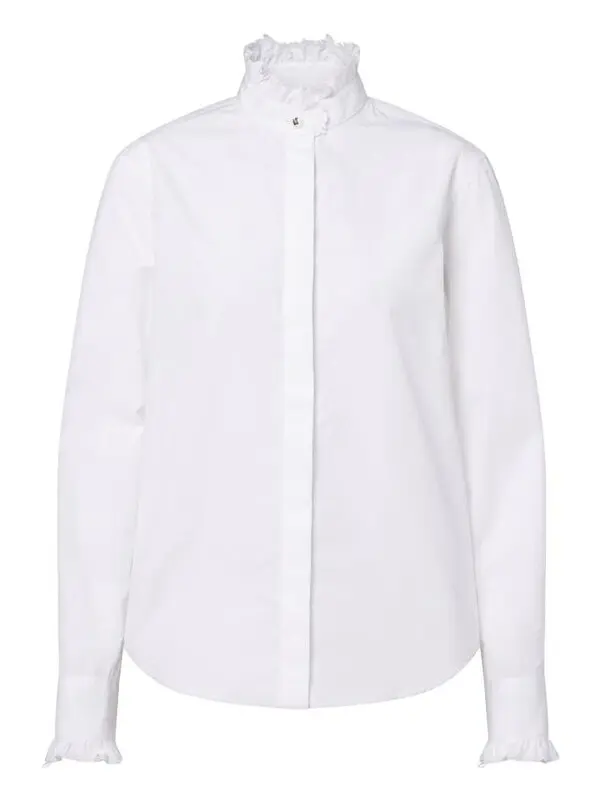 Burberry Cotton Poplin Ruffled Logo Shirt - White