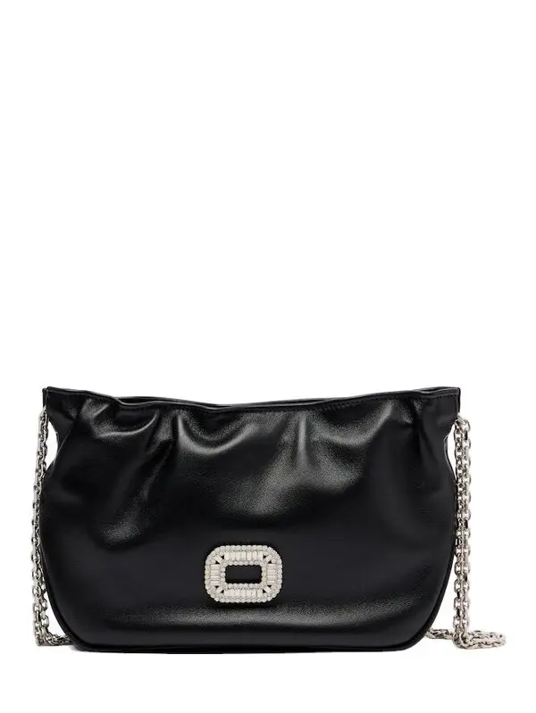 ROGER VIVIER Pilgrim Micro Leather Shoulder Bag - Black