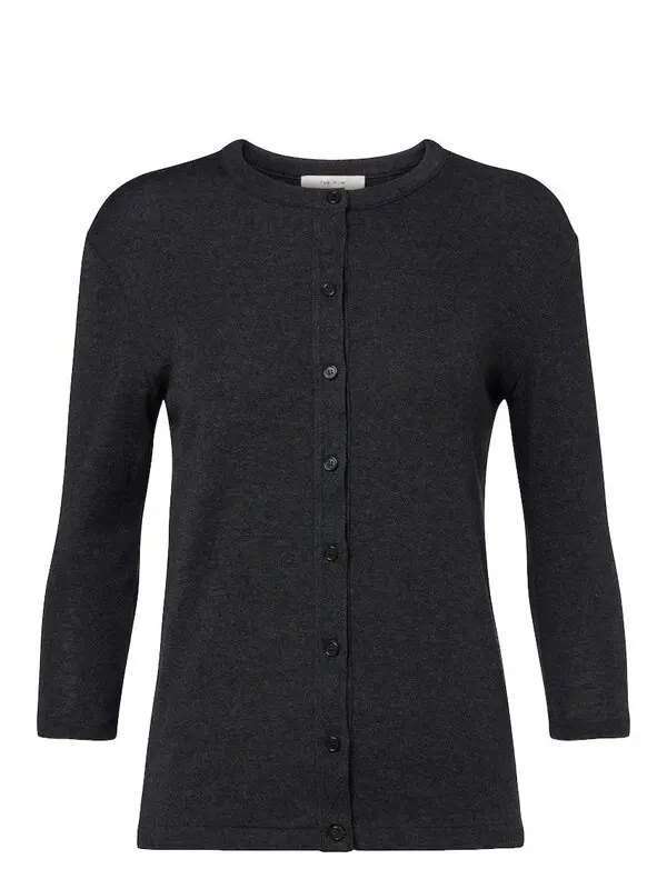 THE ROW Alena Cotton, Cashmere, And Silk Cardigan - Grey