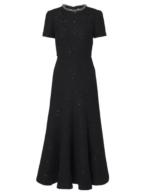 Roland Mouret Embellished Bouclé Cocktail Dress - Black