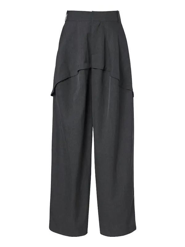 Loewe Paneled Wool Wide-leg Pants - Grey