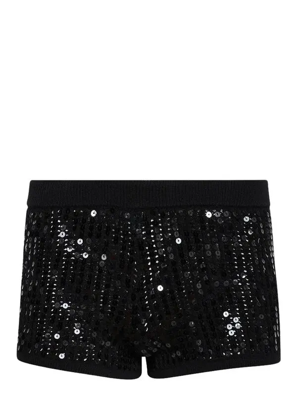 David Koma Sequin Knit Shorts - Black