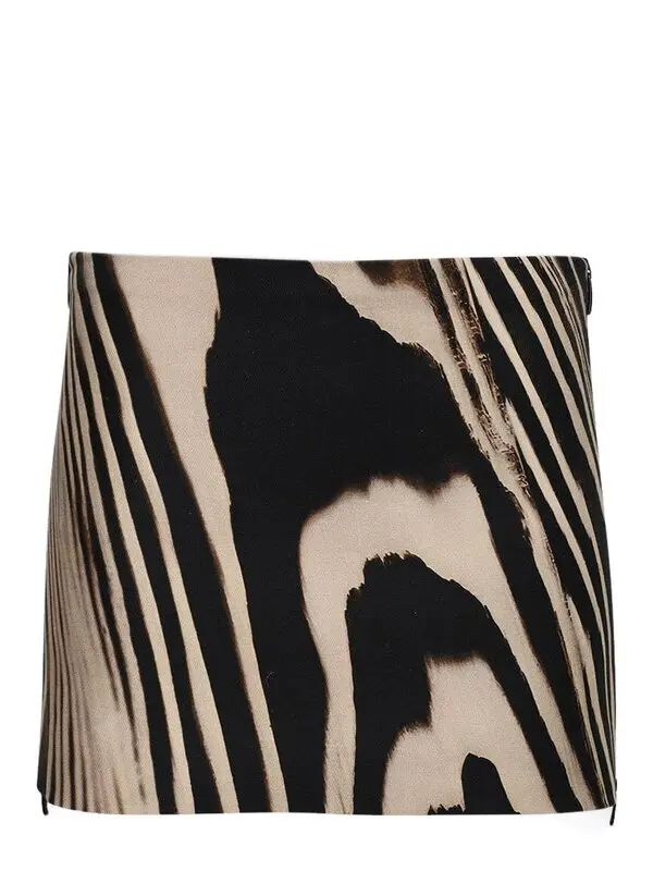 David Koma Zebra Print Mini Skirt - Beige
