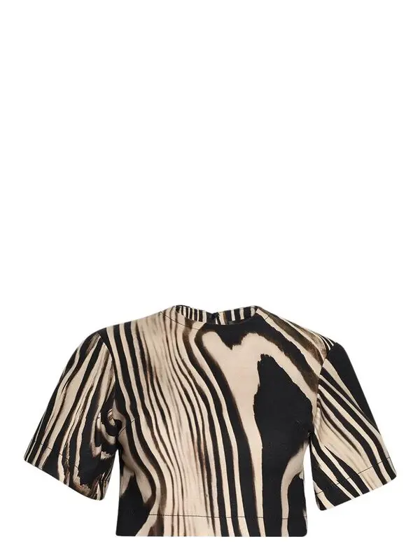 David Koma Zebra Print Crop Top - Beige