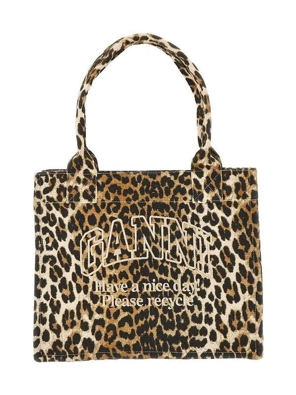 GANNI Leopard Canvas Tote Bag - Multicolor