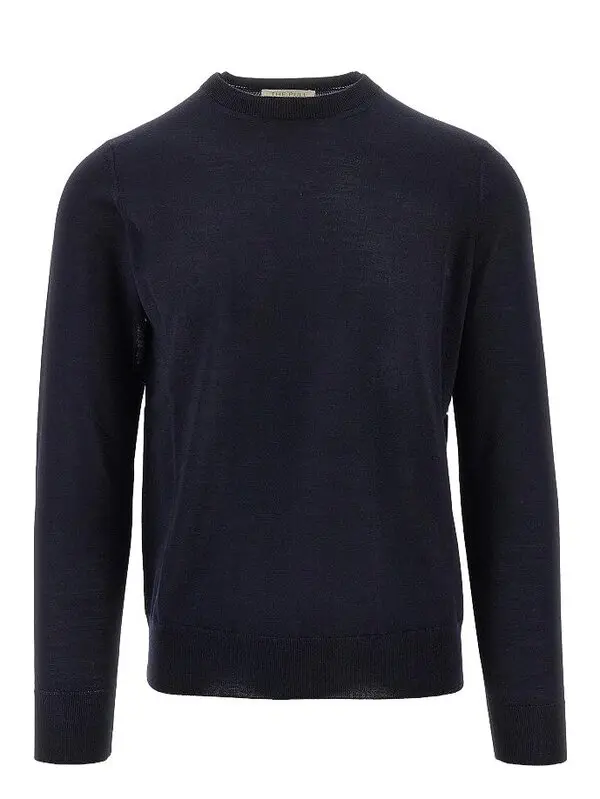 THE PULL Silk And Wool Blend Sweater - Blue